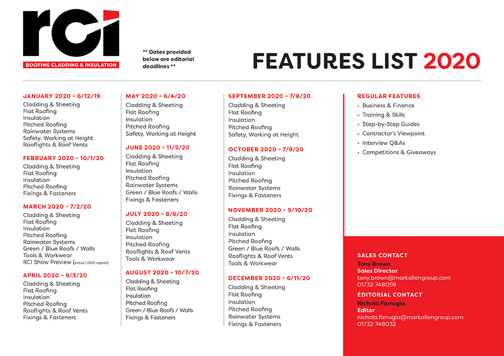 rci-featureslist-2020 | Roofing Cladding & Insulation Magazine (RCI)